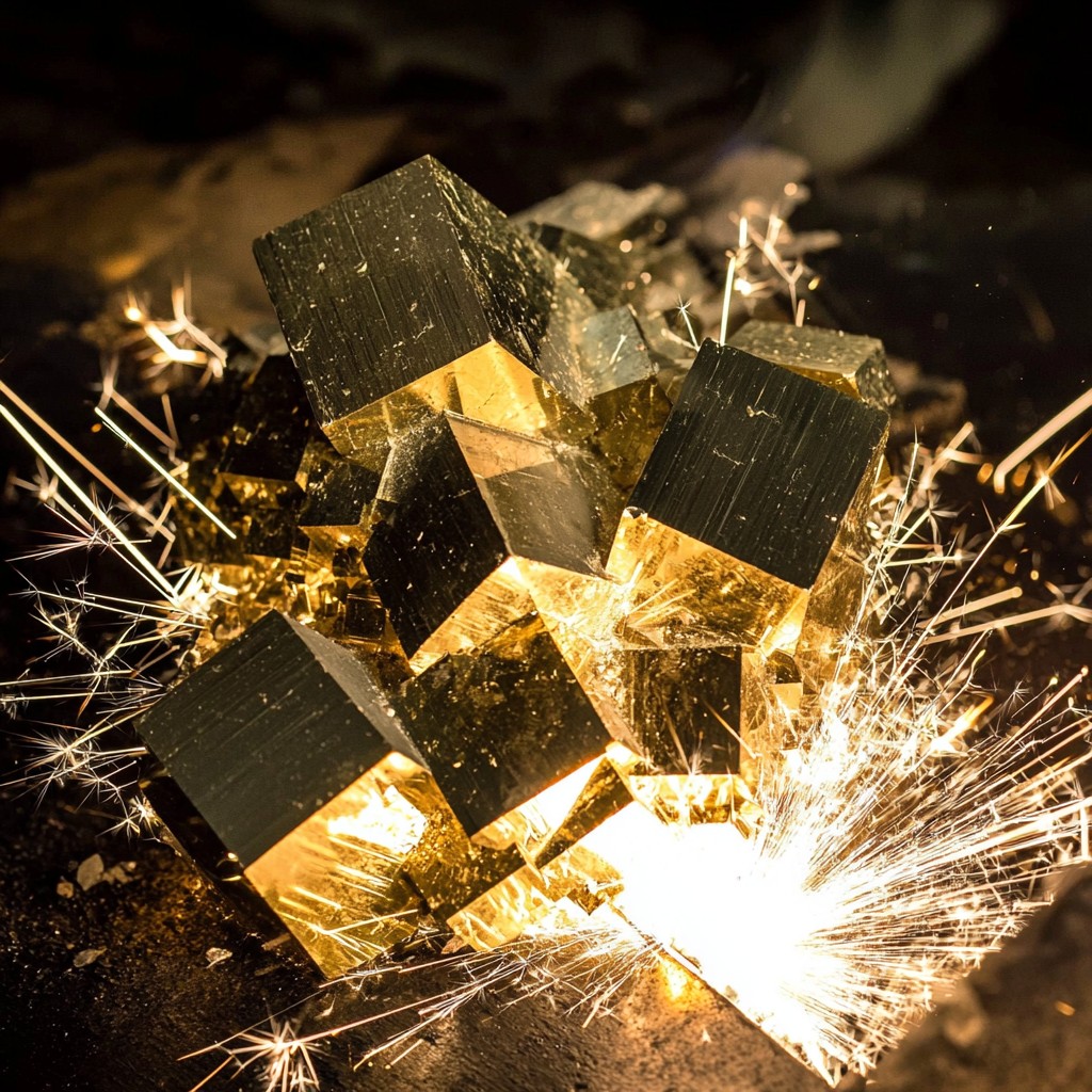 Pyrite: Sparks when struck with steel!